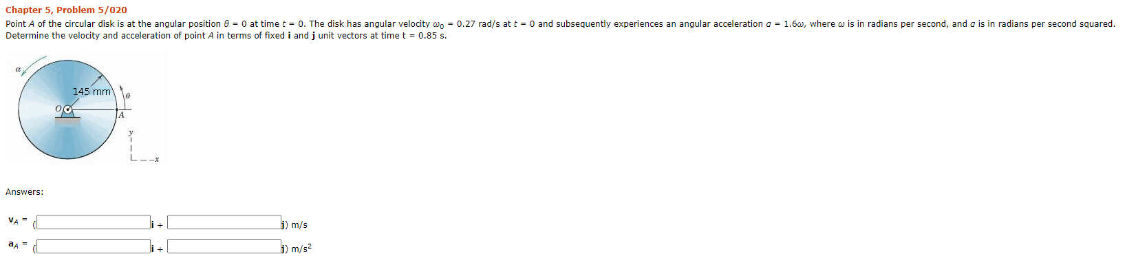 Solved Chapter 5, Problem 5/020 Point A of the circular disk | Chegg.com