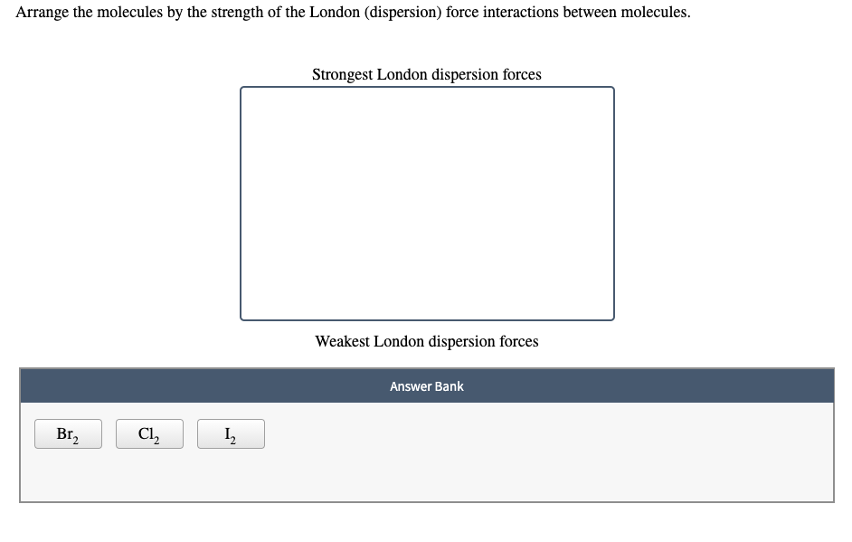 Solved Arrange the molecules by the strength of the London | Chegg.com