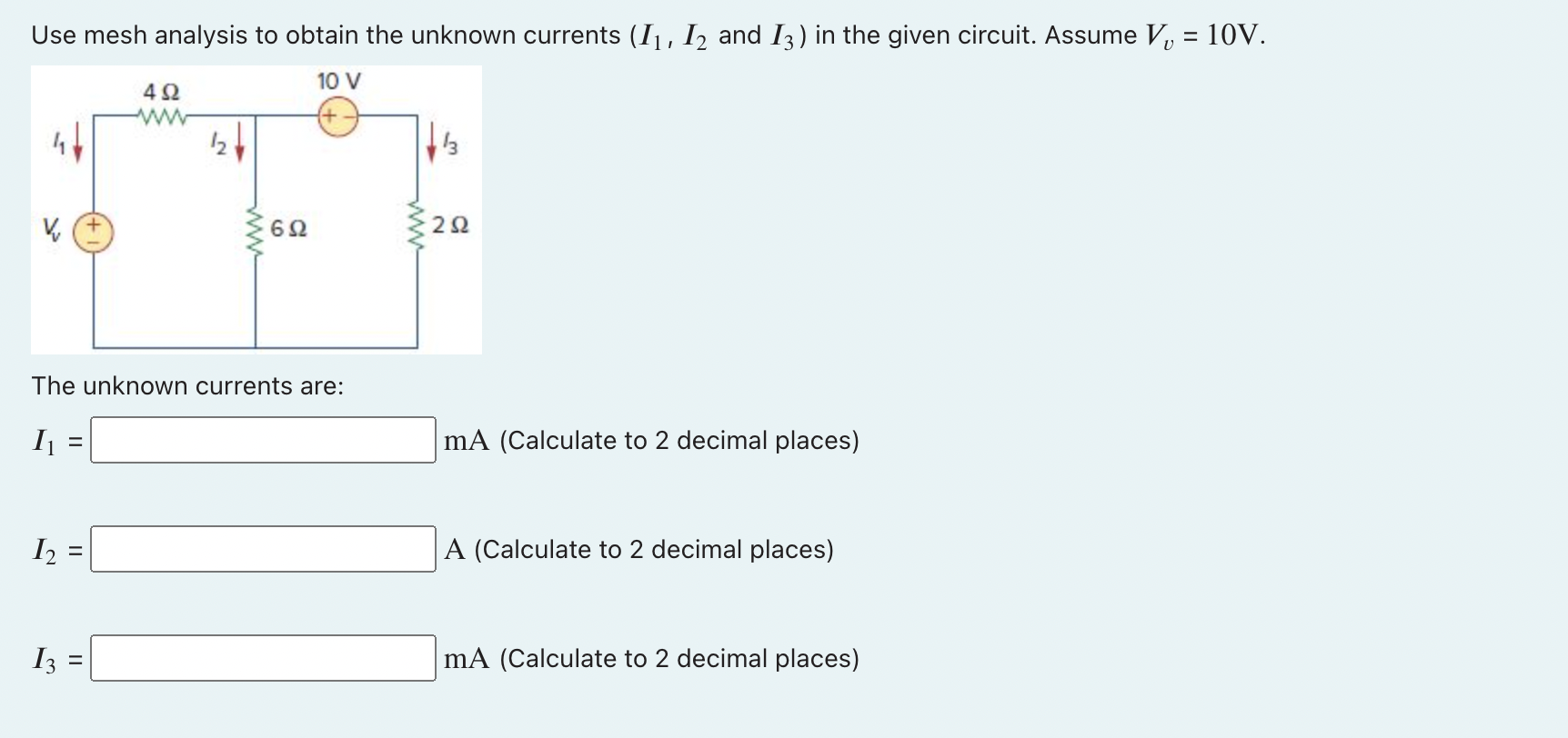 Solved Use mesh analysis to obtain the unknown currents | Chegg.com
