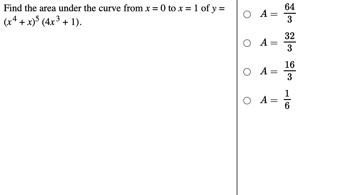 Solved Find the area under the curve from x=0 to x=1 of y= | Chegg.com