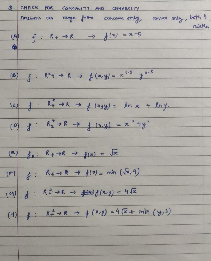 Solved Q. CHECK FOR CONCAVITY AND CONVEXITY Answers can | Chegg.com