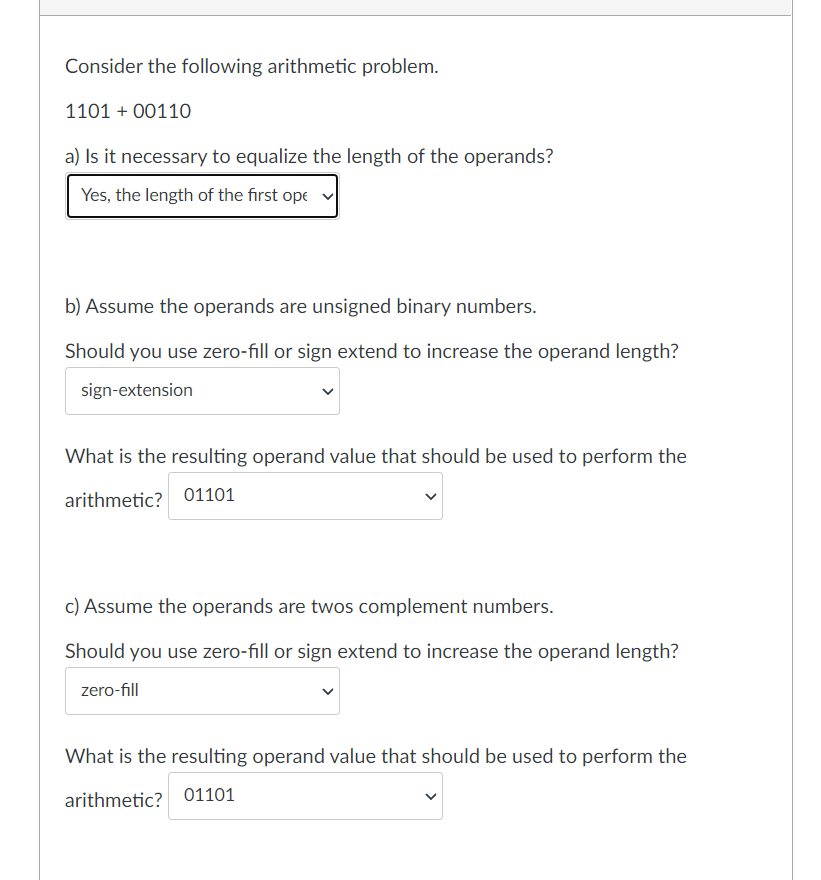 Solved Consider the following arithmetic problem. 1101 + | Chegg.com