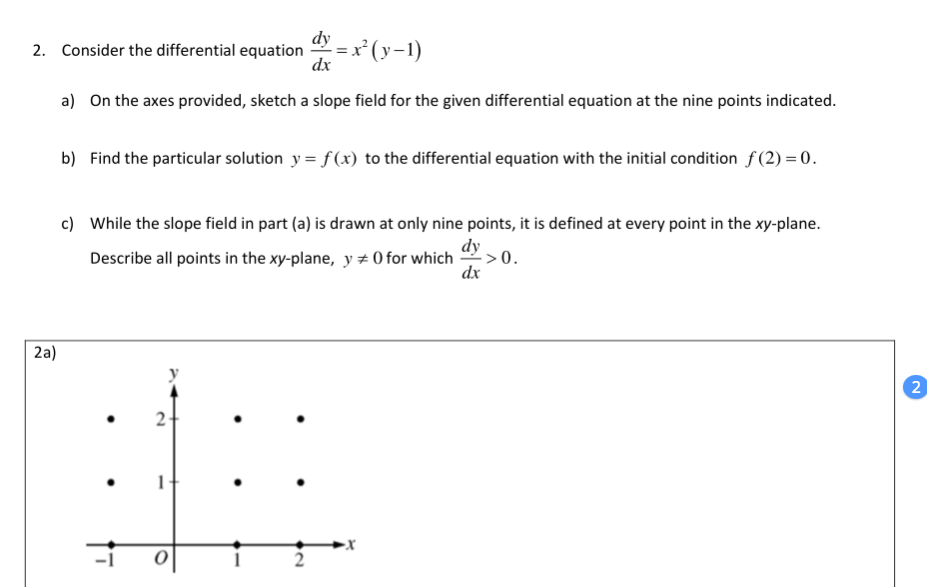 2. Consider the differential equation dy = x°(y-1) dx | Chegg.com