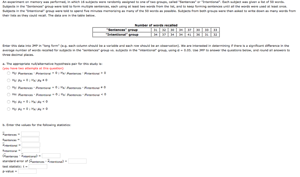 Solved An experiment on memory was performed, in which 16 | Chegg.com