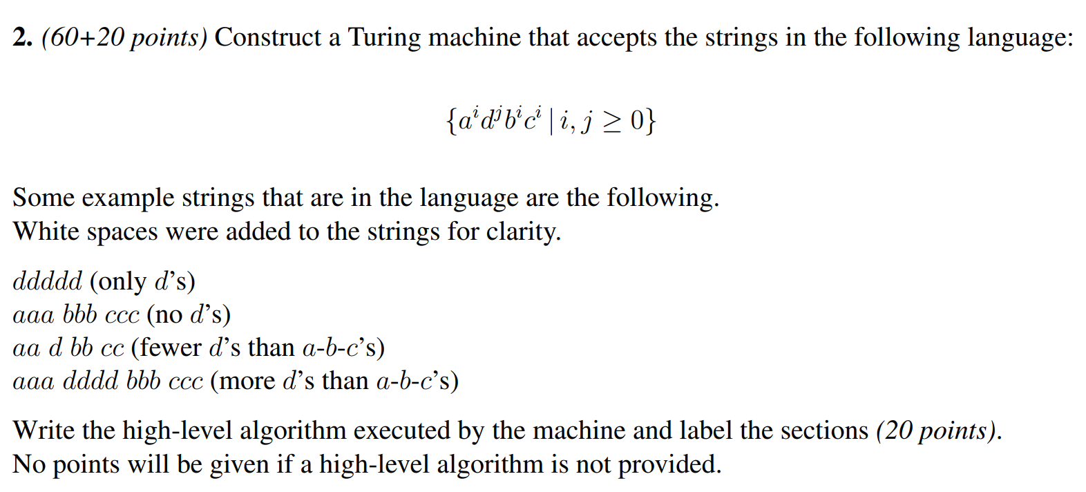 Solved 2. (60+20 points ) Construct a Turing machine that | Chegg.com