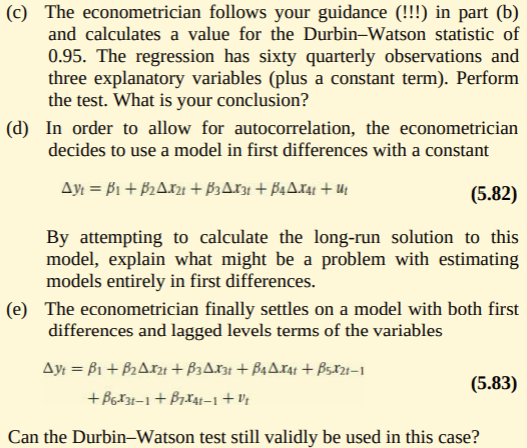 Solved Part B states the steps for using the Durbin Watson | Chegg.com