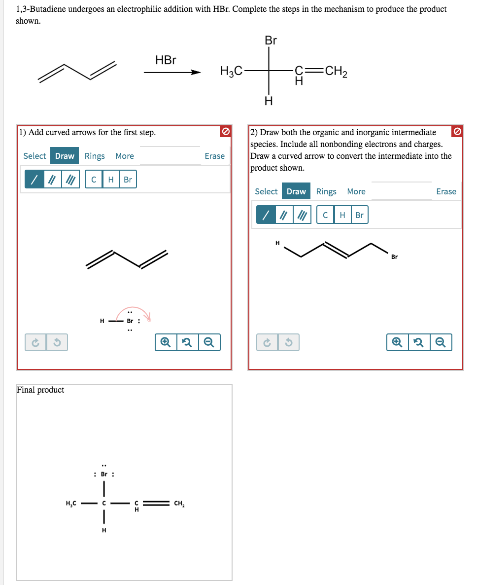 Solved 1,3-Butadiene undergoes an electrophilic addition | Chegg.com