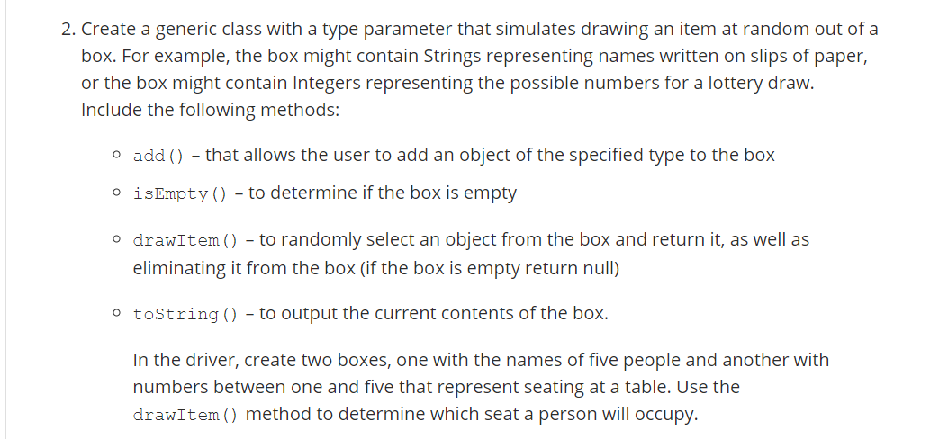 Solved Create A Generic Class With A Type Parameter That