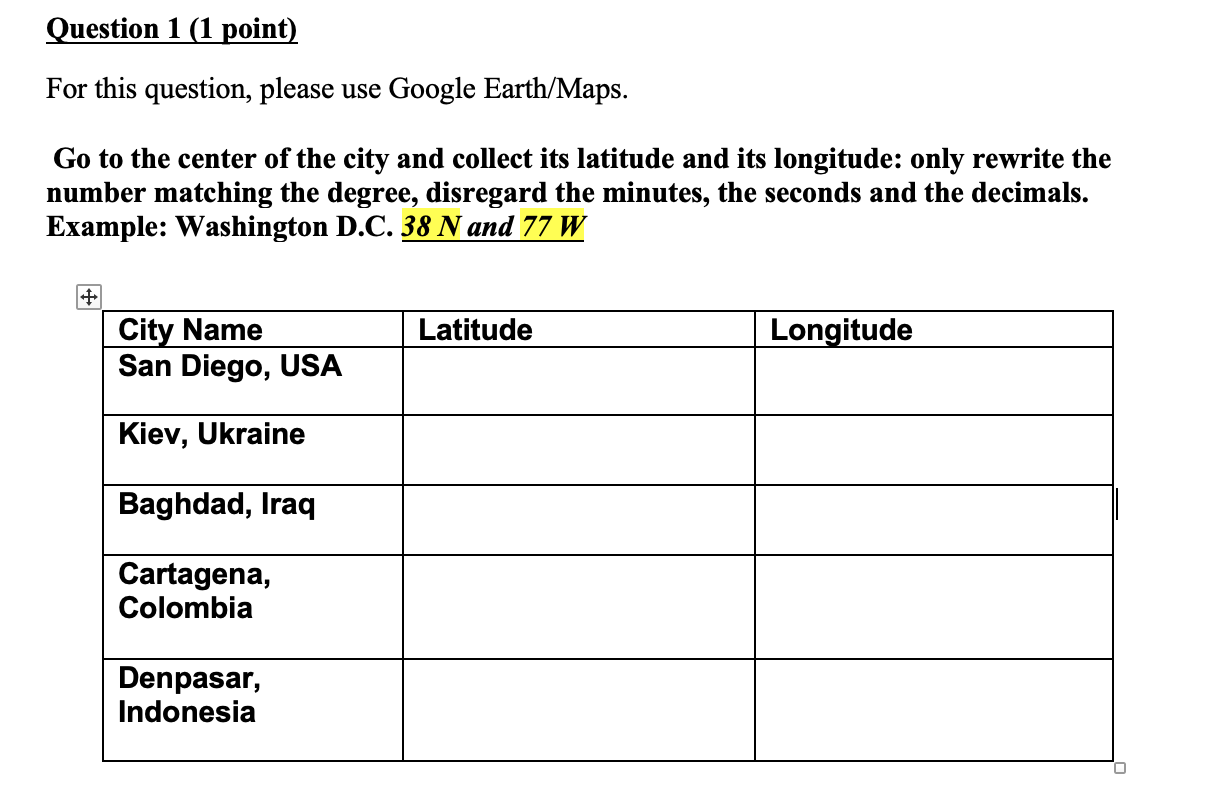 Solved Question 1 (1 point) For this question, please use | Chegg.com
