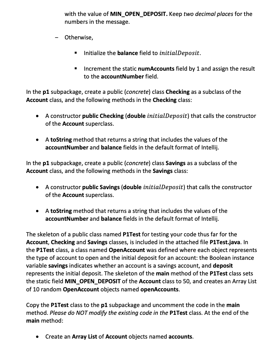 Solved Part 1: The Account, Checking and Savings classes (30 | Chegg.com