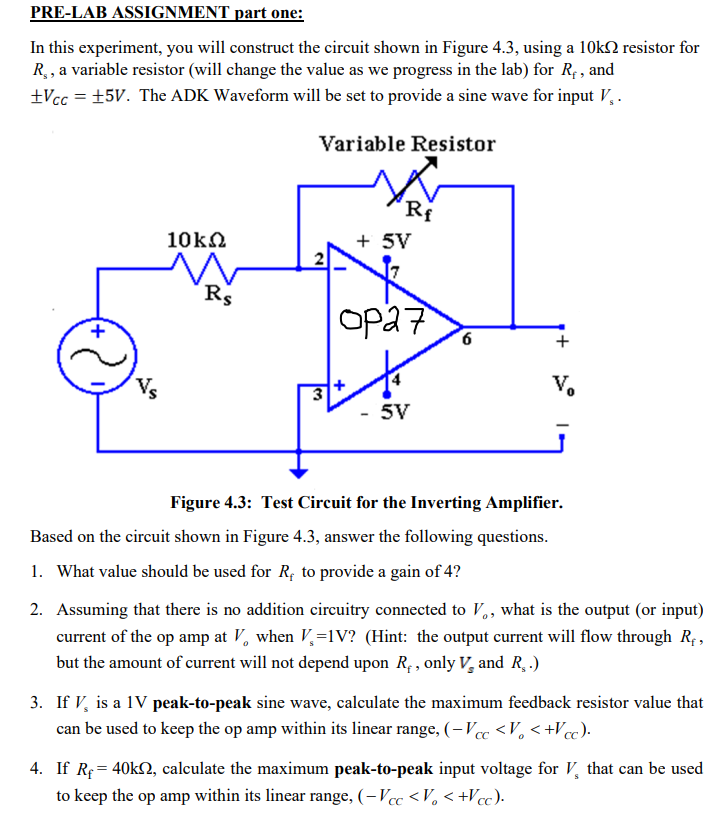 Solved PRE-LAB ASSIGNMENT part one: In this experiment, you | Chegg.com