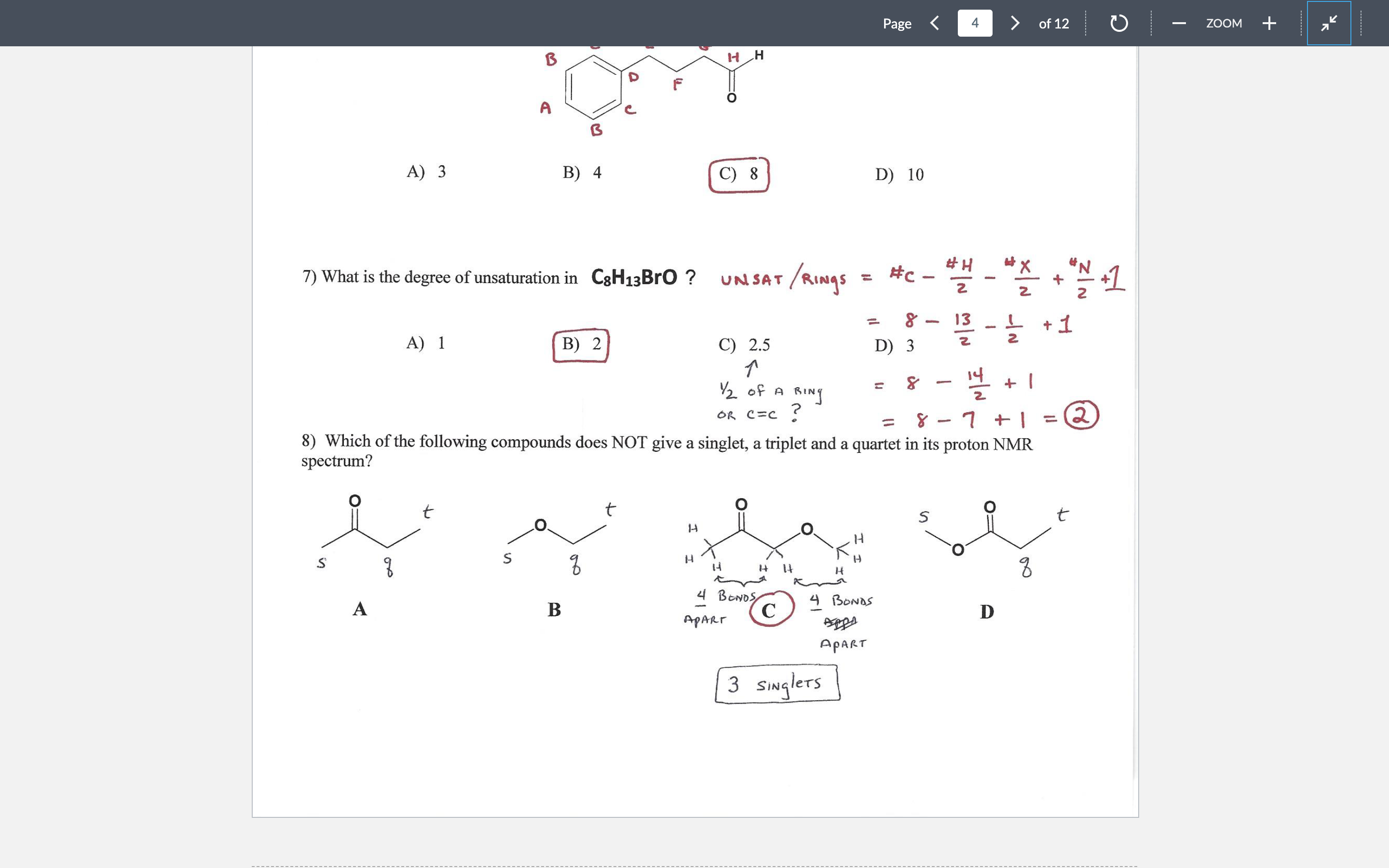 Solved A) 3 B) 4 C) 8 D) 10 7) What is the degree of | Chegg.com