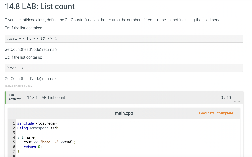 Solved 148 Lab List Count Given The Intnode Class Define 