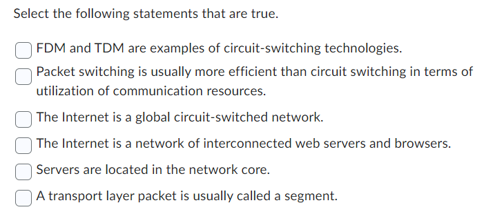 Solved Select the following statements that are true. FDM | Chegg.com