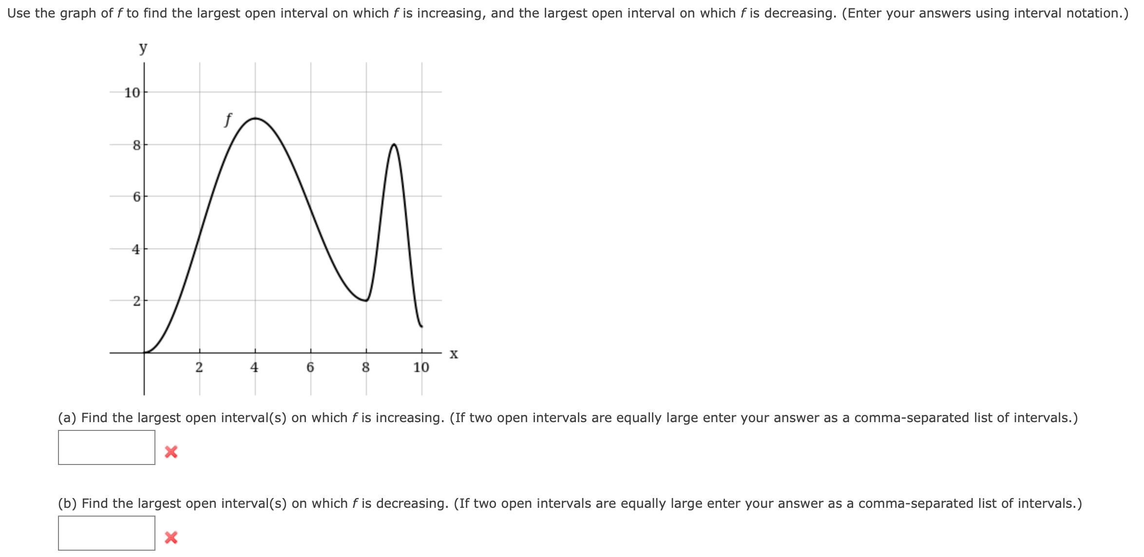 Solved Use the graph of f to find the largest open interval | Chegg.com