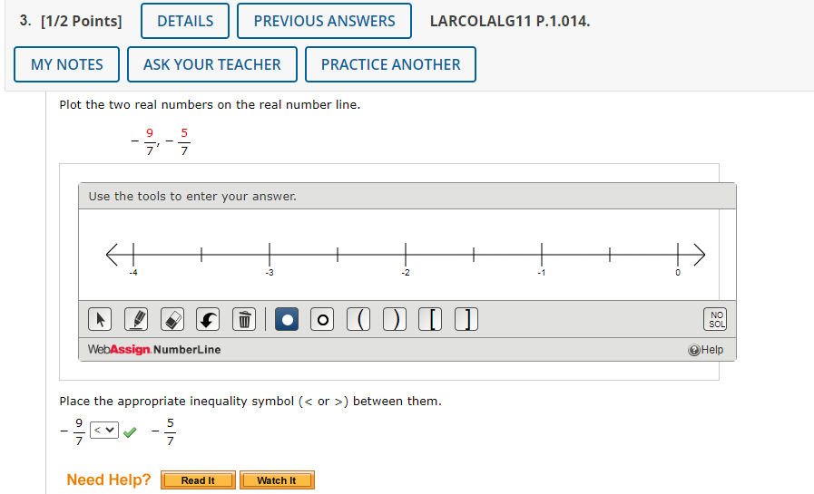 Solved 3. [1/2 Points] LAR Plot the two real numbers on the | Chegg.com