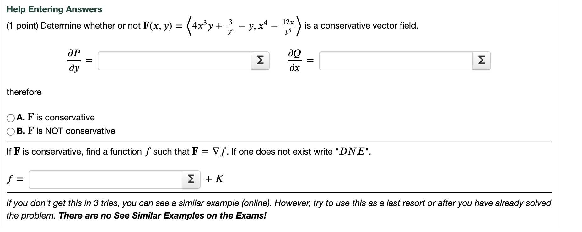 Solved (1 point) Determine whether or not | Chegg.com