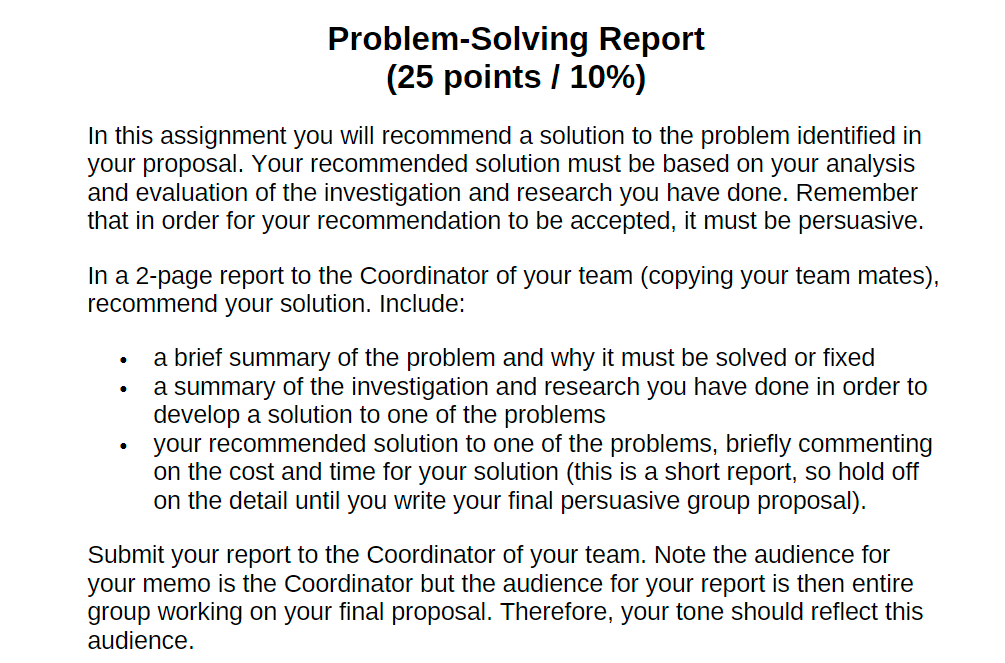 Solved Problem-solving Report (25 points / 10%) In this | Chegg.com