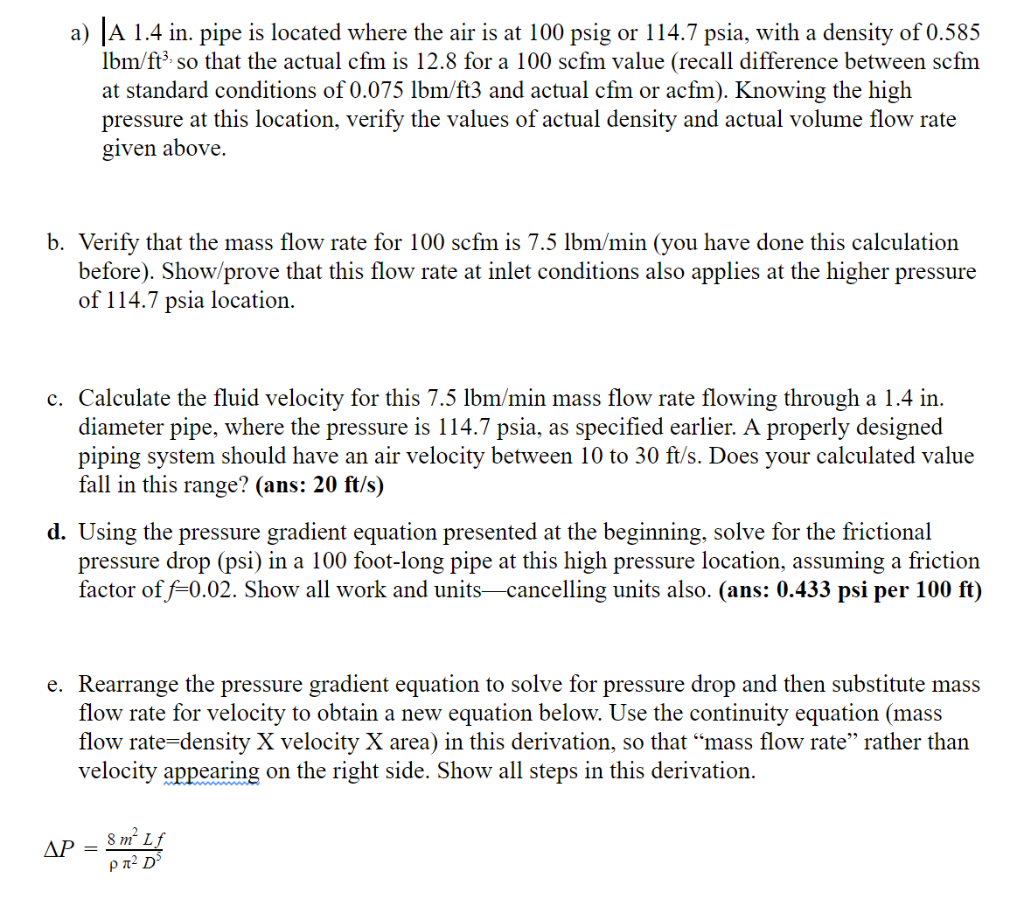 Solved a Problem 1. Piping and Components Pressure Drop - | Chegg.com