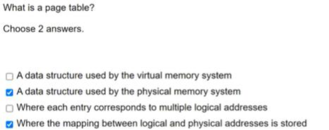 Solved What is a page table?Choose 2 ﻿answers.A data | Chegg.com