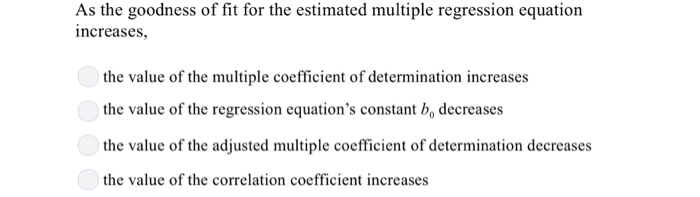 Solved As the goodness of fit for the estimated multiple | Chegg.com