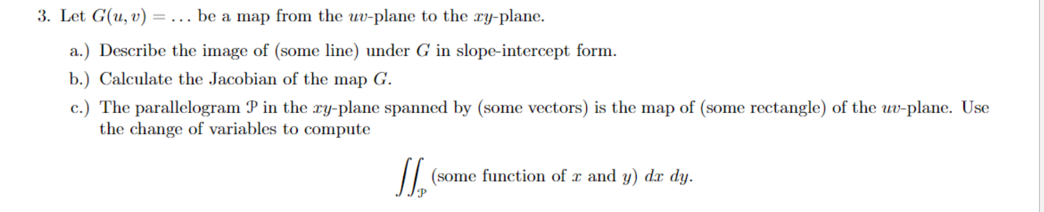 Solved 3. Let G(u,v)=… be a map from the uv-plane to the | Chegg.com