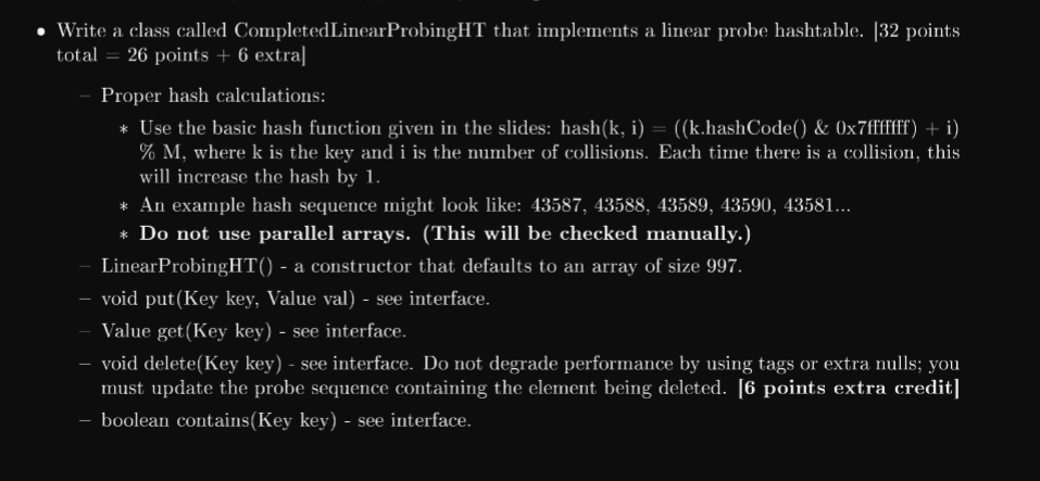 Solved Write a class called CompletedLinearProbingHT that | Chegg.com