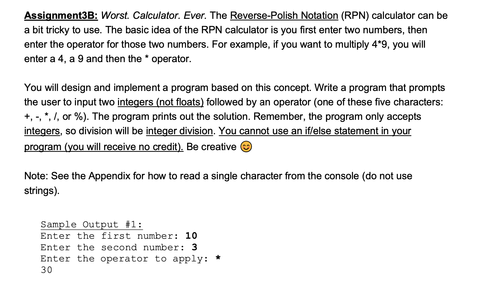 Solved Assignment3B: Worst. Calculator. Ever. The | Chegg.com