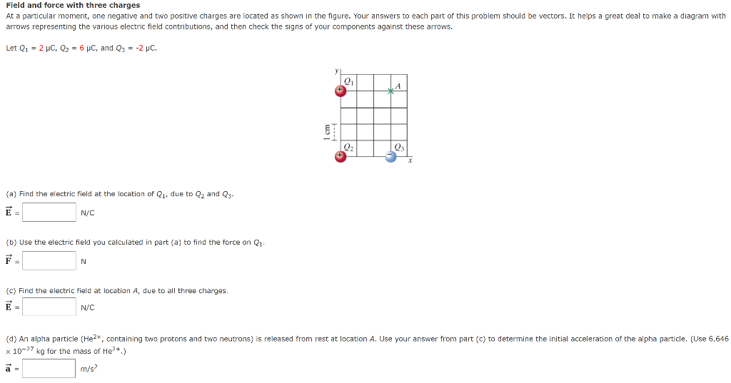 Solved Field and force with three charges arrows | Chegg.com