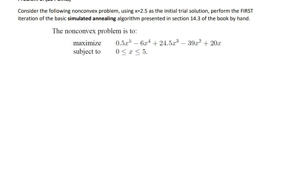 Consider the following nonconvex problem, using x=2.5 | Chegg.com
