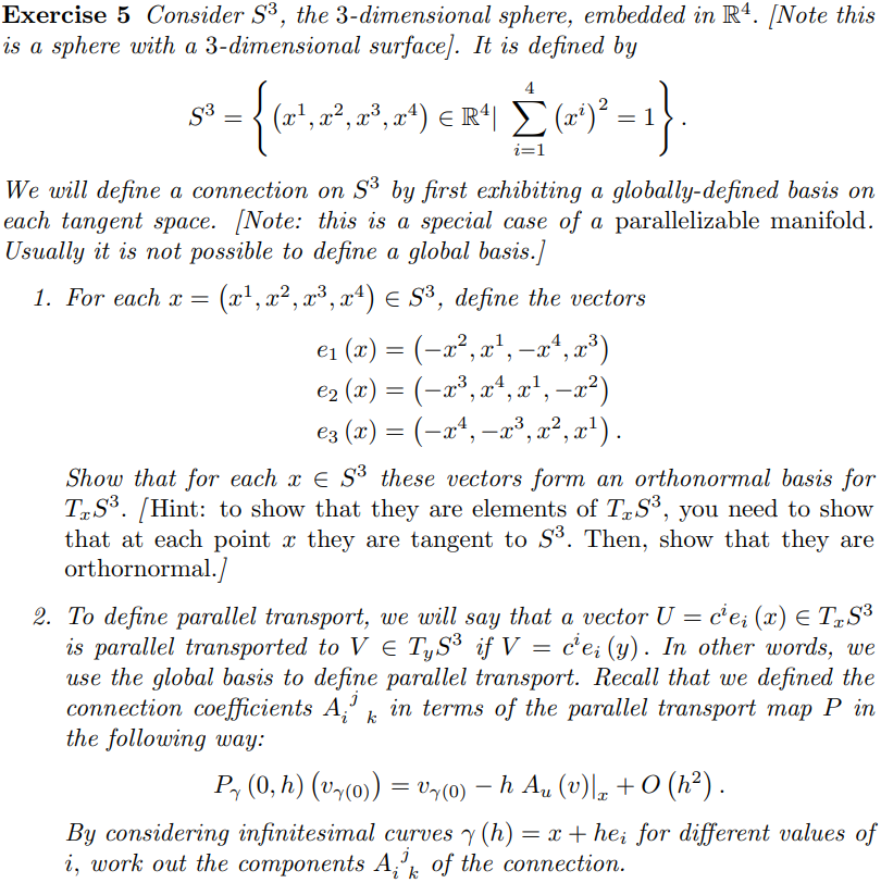 Solved Exercise 5 Consider S3, the 3-dimensional sphere, | Chegg.com