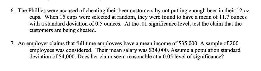 Solved 6. The Phillies were accused of cheating their beer | Chegg.com