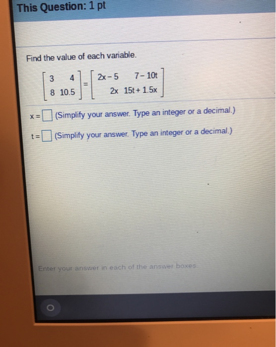 Solved 12 of 25 (2 complete) is Question: 1 pt the variable | Chegg.com