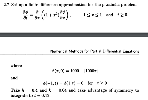 Solved 2.7 Set up a finite difference approximation for the | Chegg.com