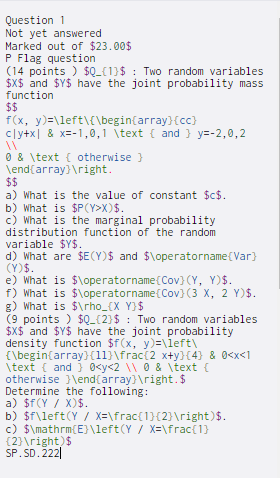Solved Question 1 Not yet answered Marked out of $23.00$ P | Chegg.com