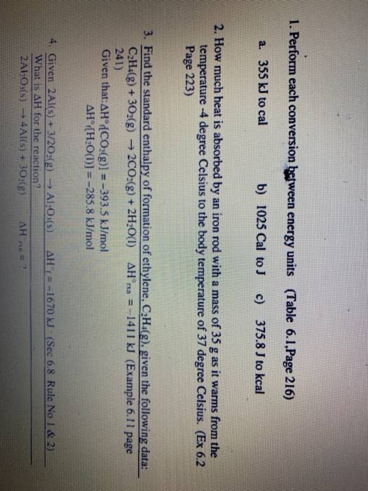 Solved 1. Perform each conversion between energy units | Chegg.com