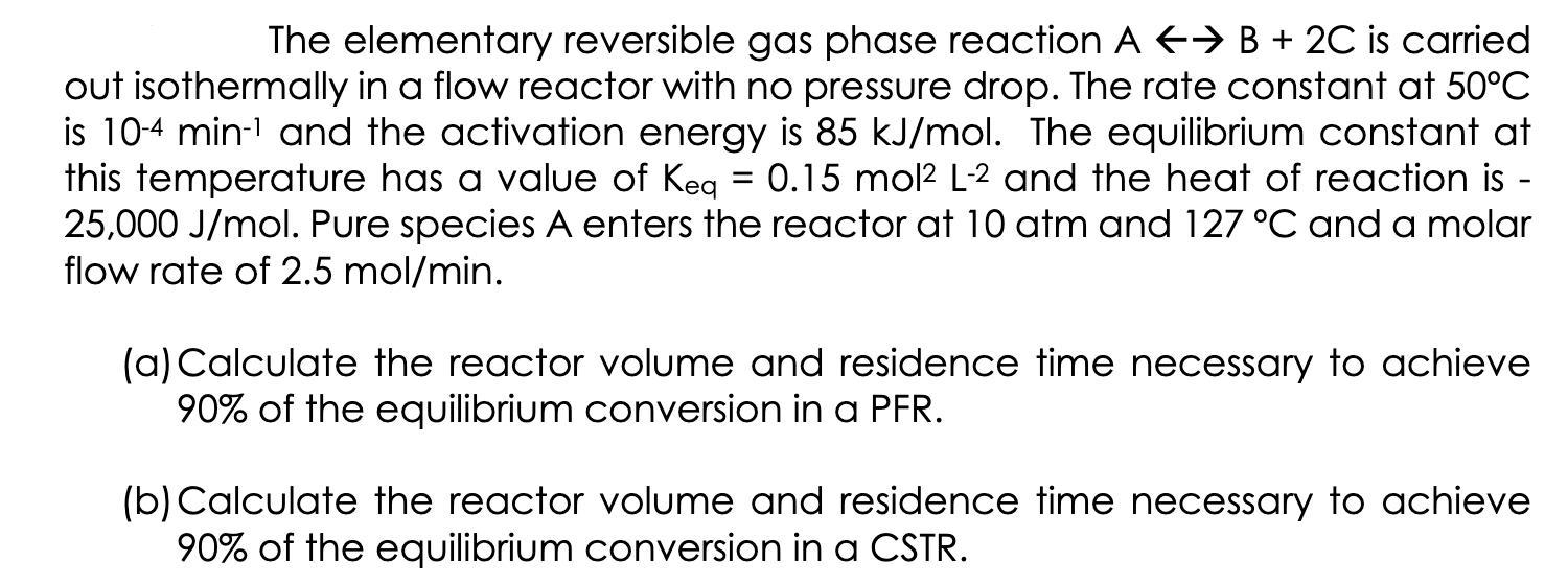 [Solved]: The elementary reversible gas phase reaction AB+2