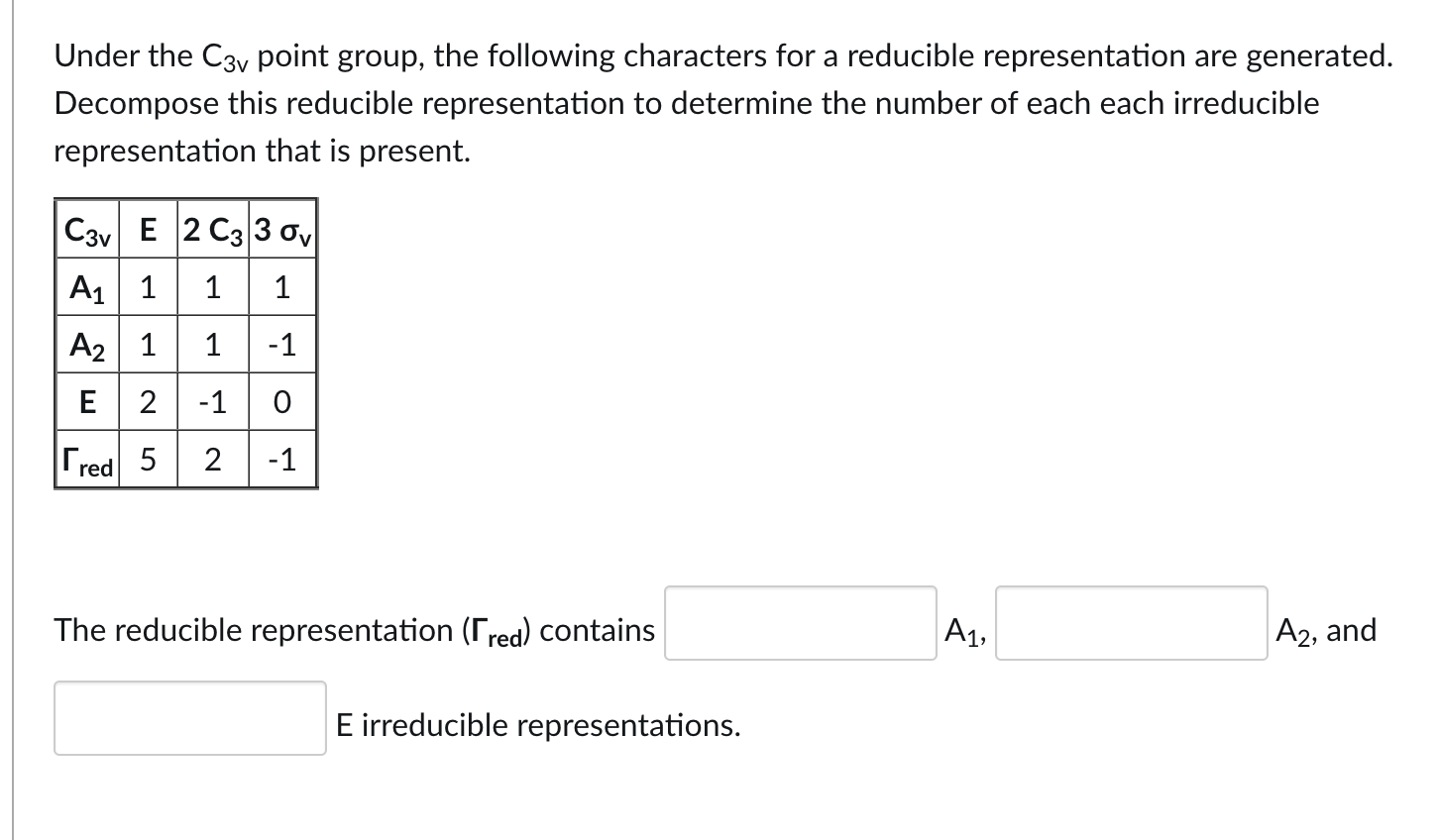 Solved Under the C3v point group, the following characters | Chegg.com