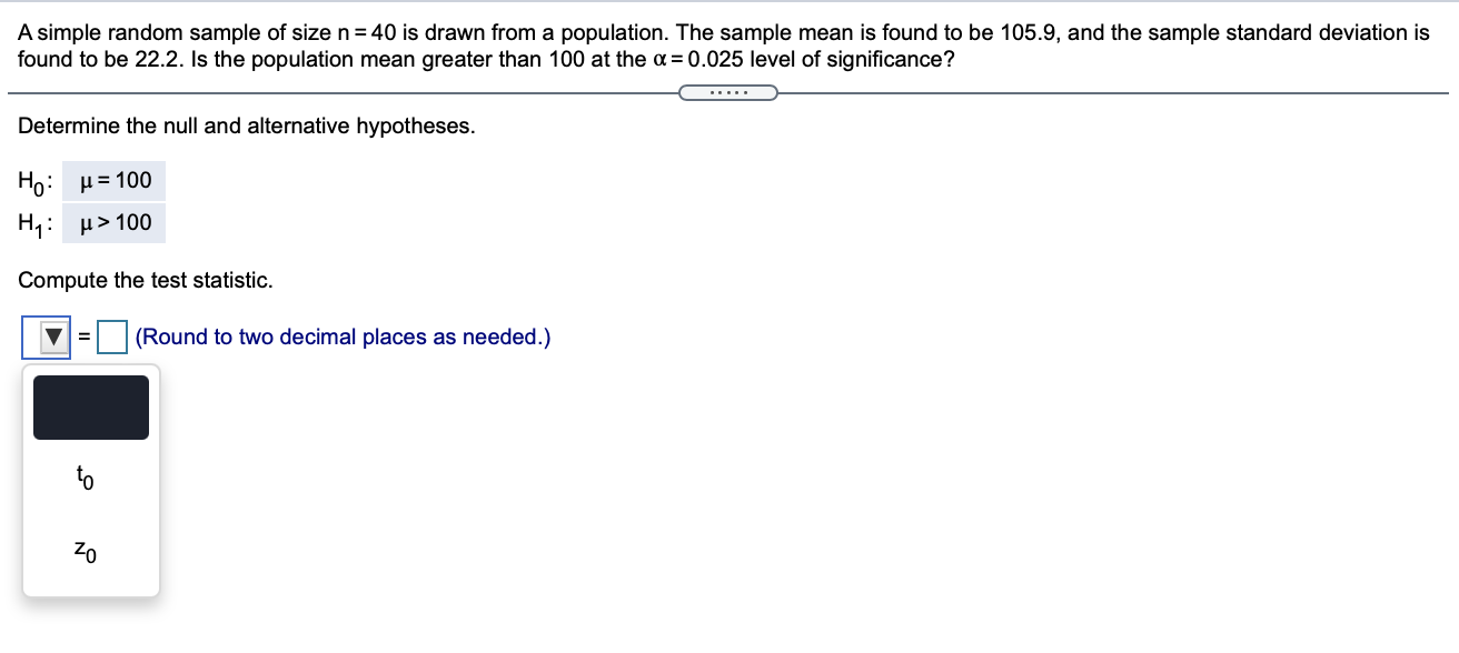 Solved A simple random sample of size n=40 is drawn from a | Chegg.com