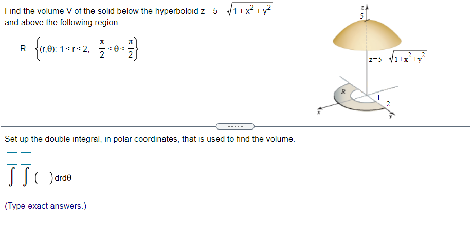 Solved Find the volume V of the solid below the hyperboloid | Chegg.com