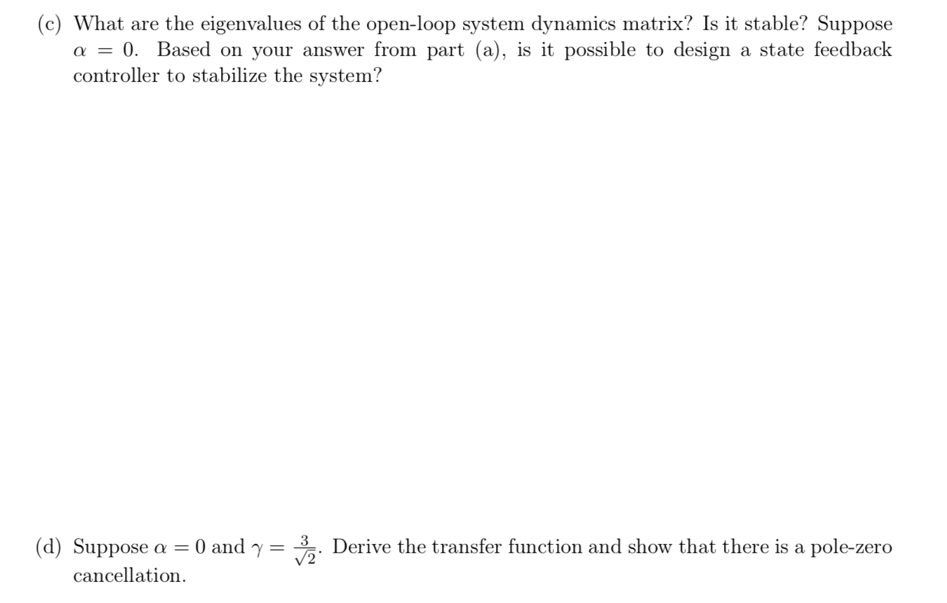 Solved (4) (16 points) Consider the following state space | Chegg.com