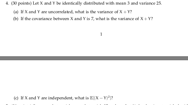 Solved 4. (30 points) Let X and Y be identically distributed | Chegg.com