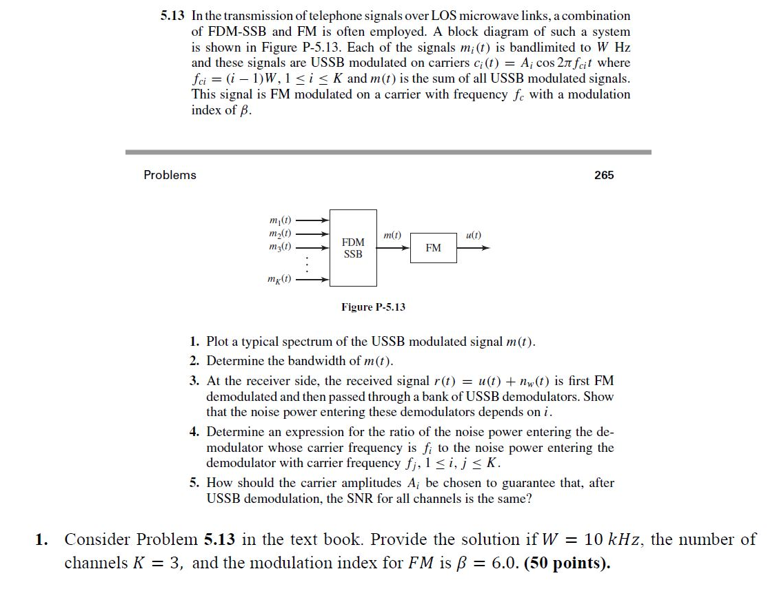 5.13 In the transmission of telephone signals over | Chegg.com