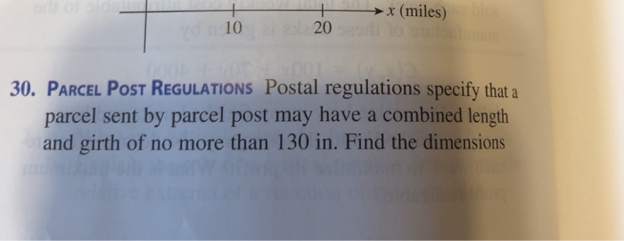 Solved x (miles) 10 20 30. PARCEL POST REGULATIONS Postal | Chegg.com
