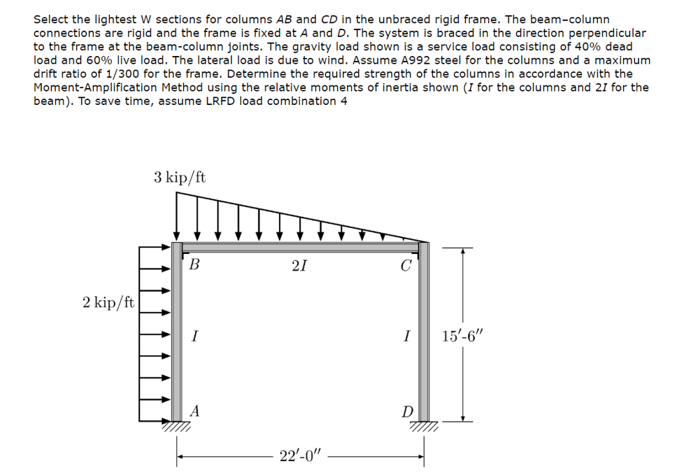 Select the lightest W sections for columns AB and CD | Chegg.com