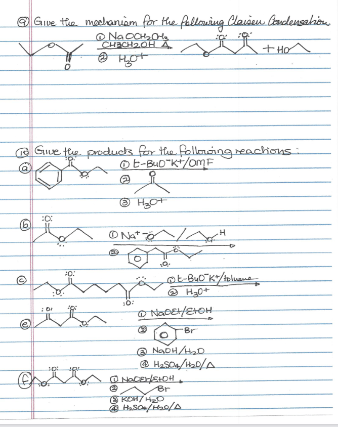 Solved (9) Give the mechaniom for the following Claisen | Chegg.com