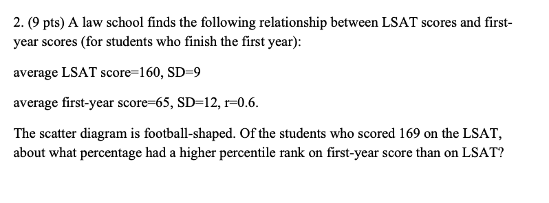 Solved 2. (9 pts) A law school finds the following | Chegg.com