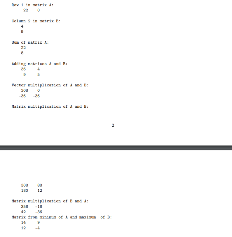 Solved PART A: BASIC MATRIX OPERATIONS In this part of the | Chegg.com