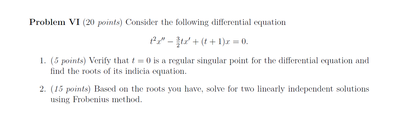Solved Problem VI (20 points) Consider the following | Chegg.com