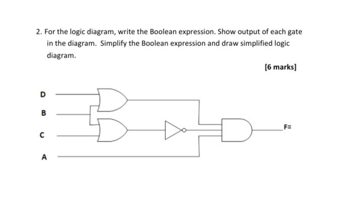 Solved 2. For the logic diagram, write the Boolean | Chegg.com